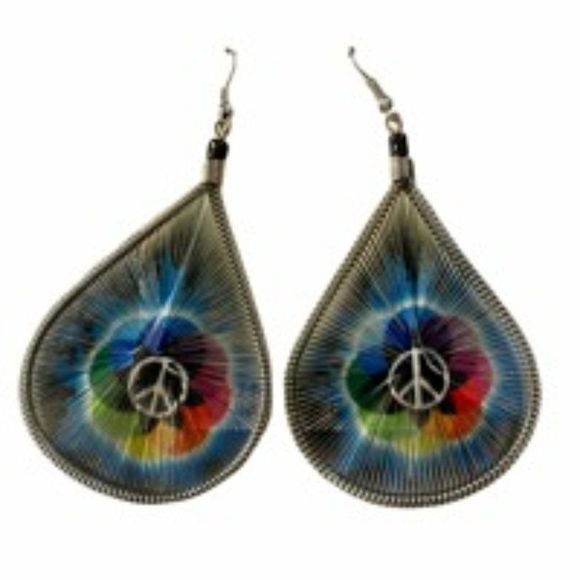 LGC | Jewelry | Dreamcatcher Blue Sky Rainbow Peace Sign Thread Woven ...